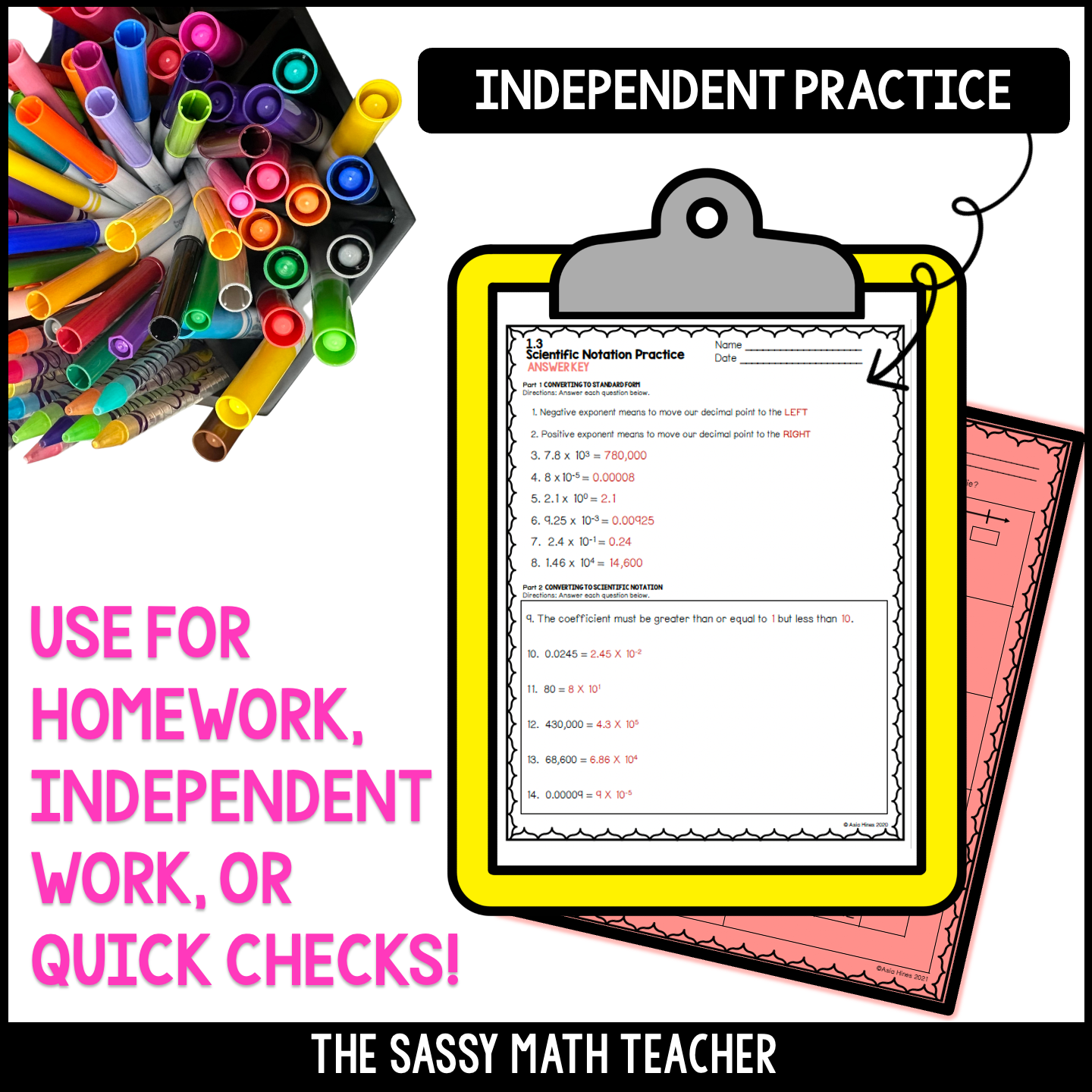 Scientific Notation Notes and Practice | Converting and Ordering - The ...