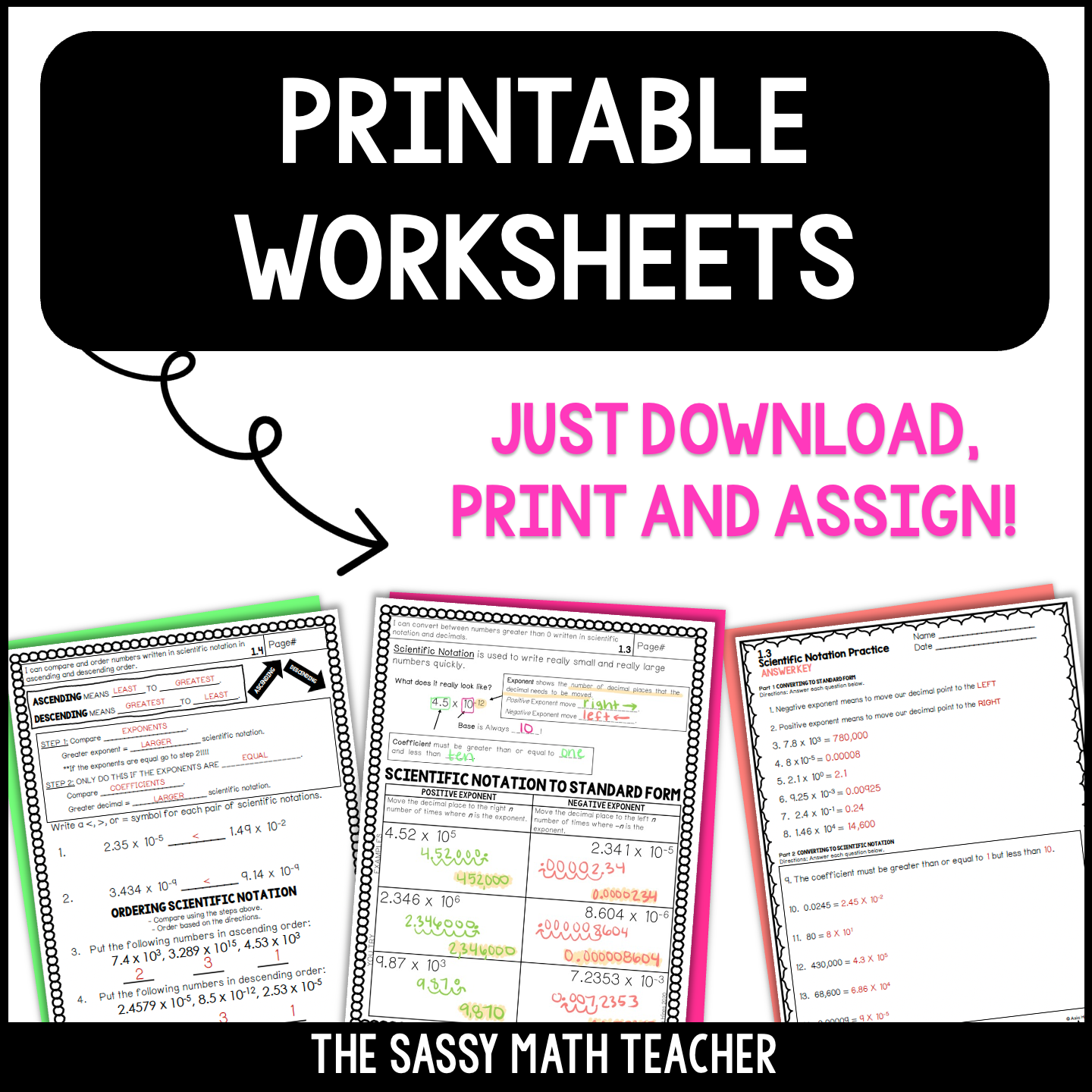 Scientific Notation Notes and Practice | Converting and Ordering - The ...