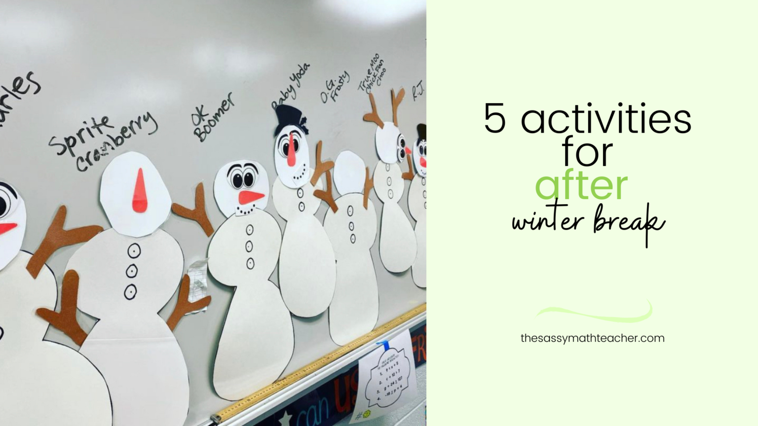 5 Back From Winter Break Activities - The Sassy Math Teacher
