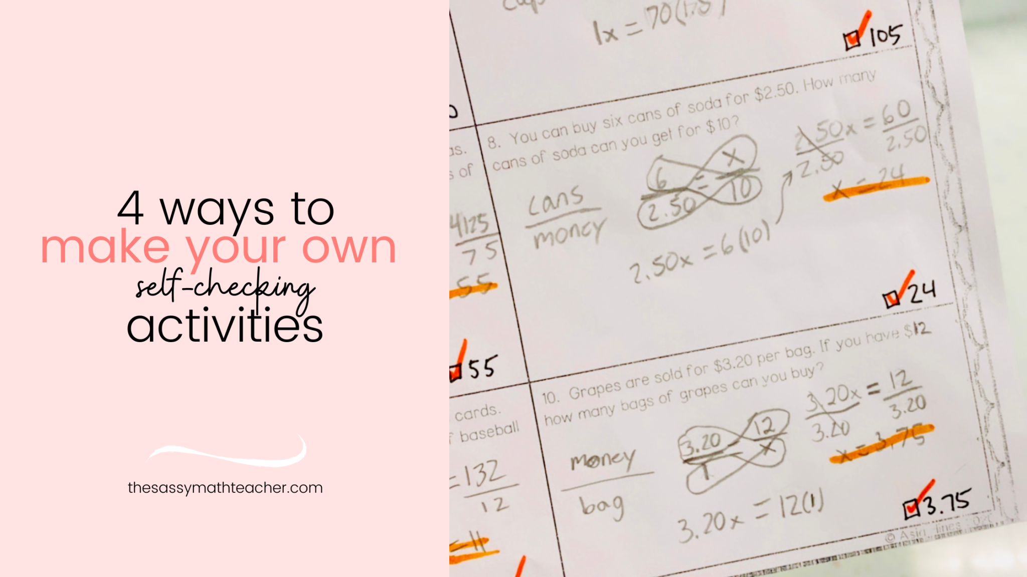 4 Ways to Make Your Own Self-Checking Math Activities - The Sassy Math ...