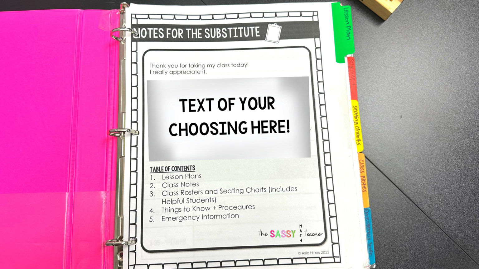 The Best Sub Binder for Middle School