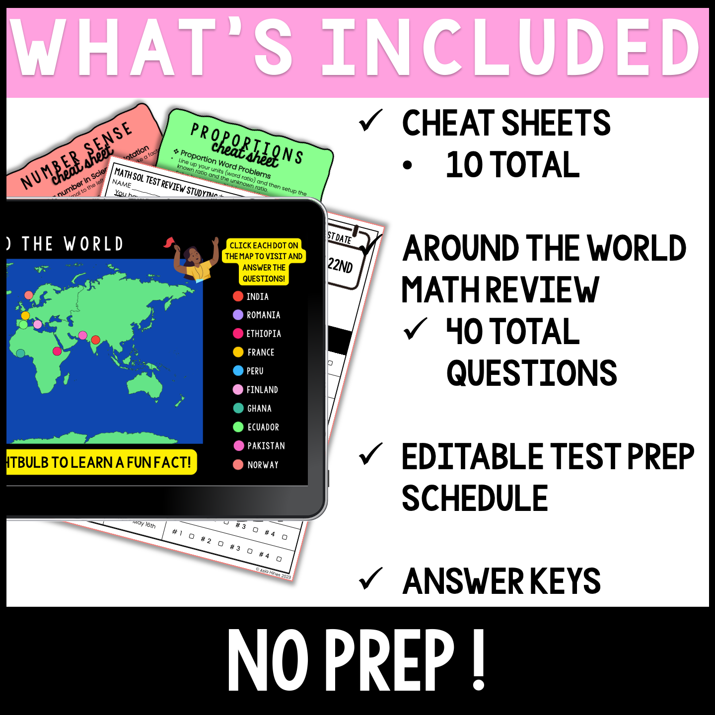 6th Grade Math Test Prep Review Worksheets and Reference Sheets - The ...