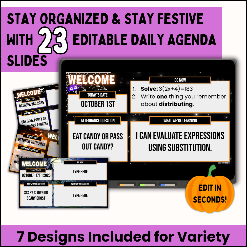 Halloween Daily Slides with Attendance Questions - The Sassy Math Teacher