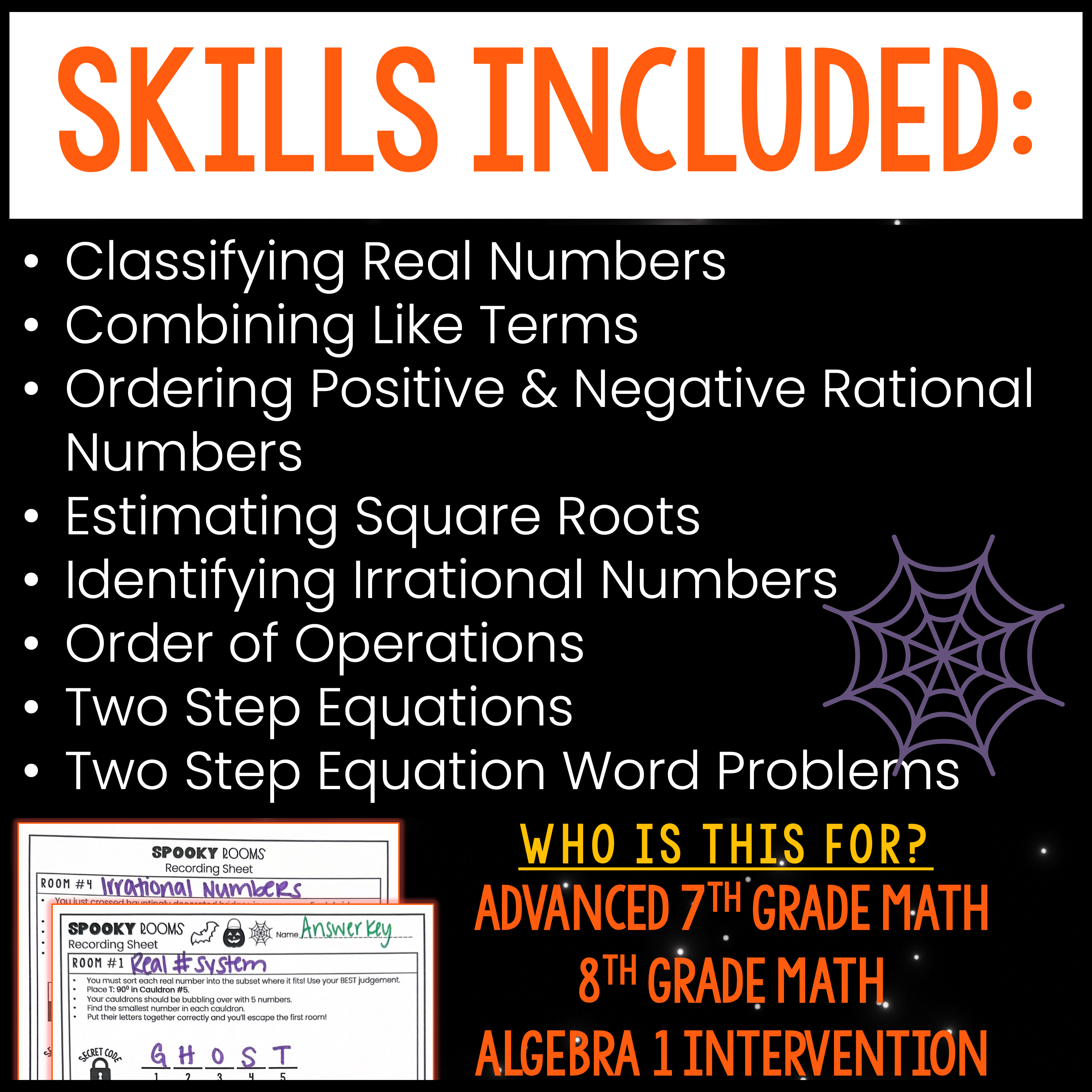 Halloween Math Escape Room Activity 8th Grade - Middle School Math ...