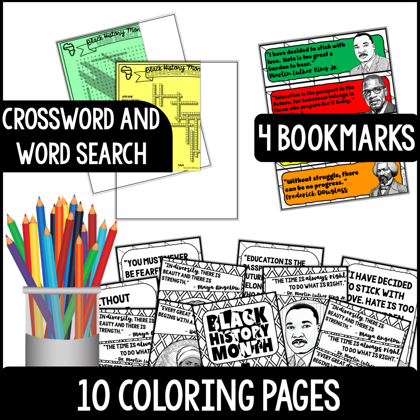 Black History Month Posters Activities Coloring Pages for Middle School ...
